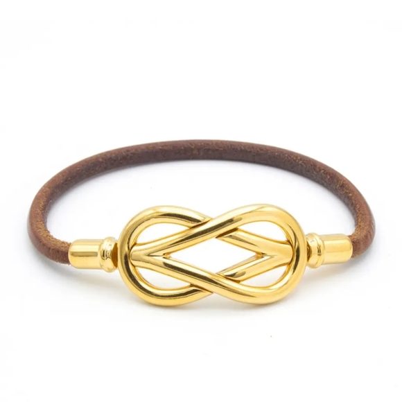 Brown Leather Gold Bracelet Matching